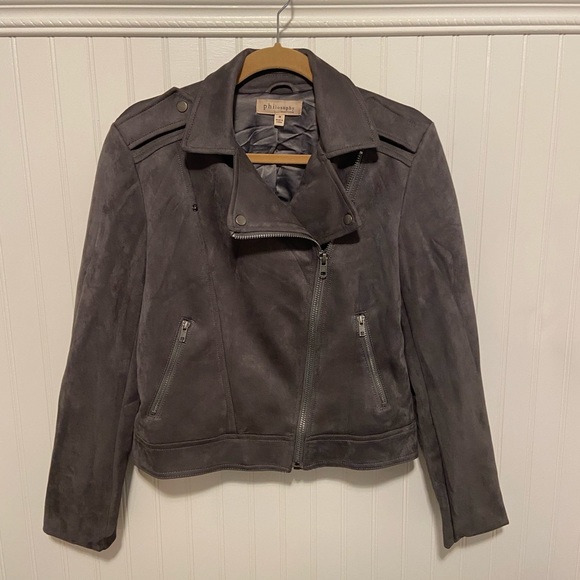 Philosophy | Jackets & Coats | Philosophy Grey Faux Leather Suede Jacket | Poshmark